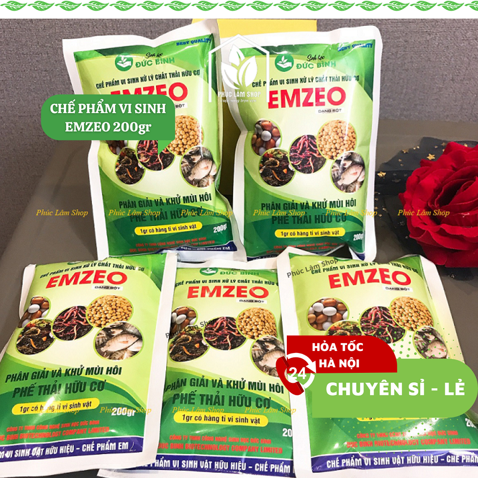 Chế phẩm vi sinh EMZEO xử lý rác thải hữu cơ 200gr khử mùi hôi, sinh ...