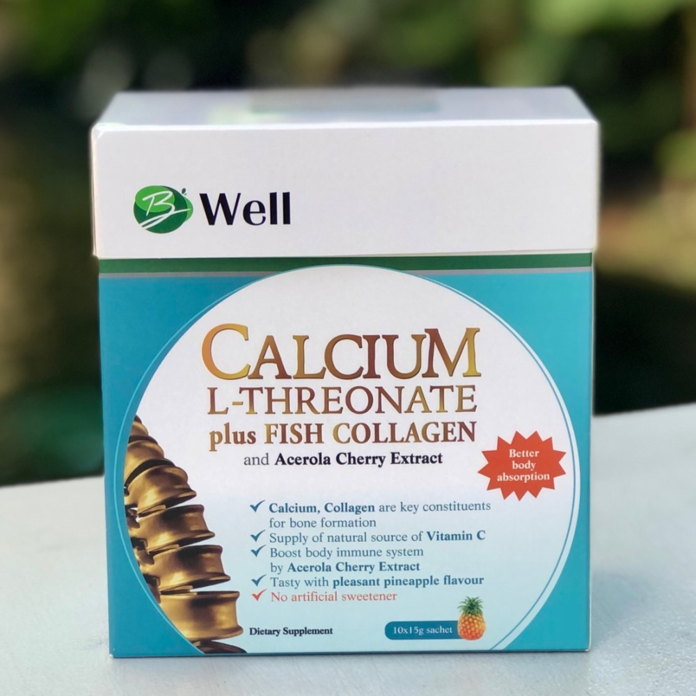 Thực phẩm bổ sung Canxi và Collagen Calcium L Threonate Plus Fish Collagen and Acerola Cherry ...