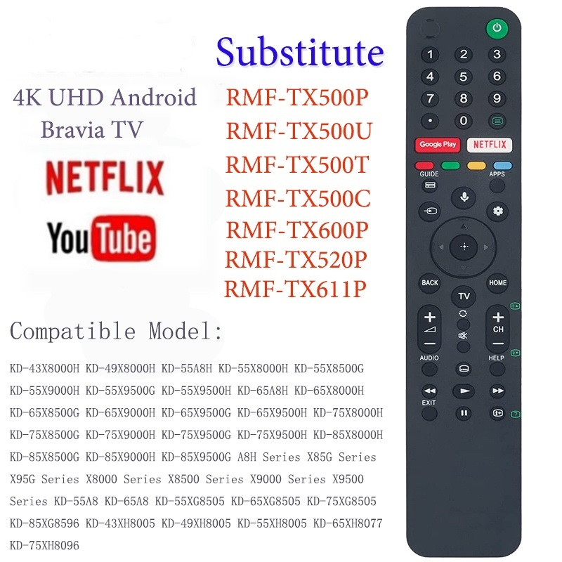 Thiết Bị Điều Khiển Từ Xa Thay Thế RMF-TX500P Cho TV Sony KD-43X8000H KD-49X8000H KD-55A8H KD ...