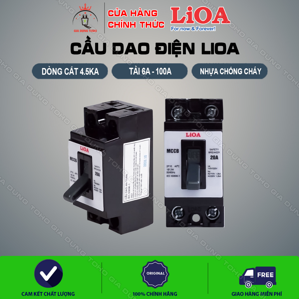 Cầu dao tự động an toàn, Aptomat, CB, LIOA, chịu tải 10A-30A, MCCB2P1E ...