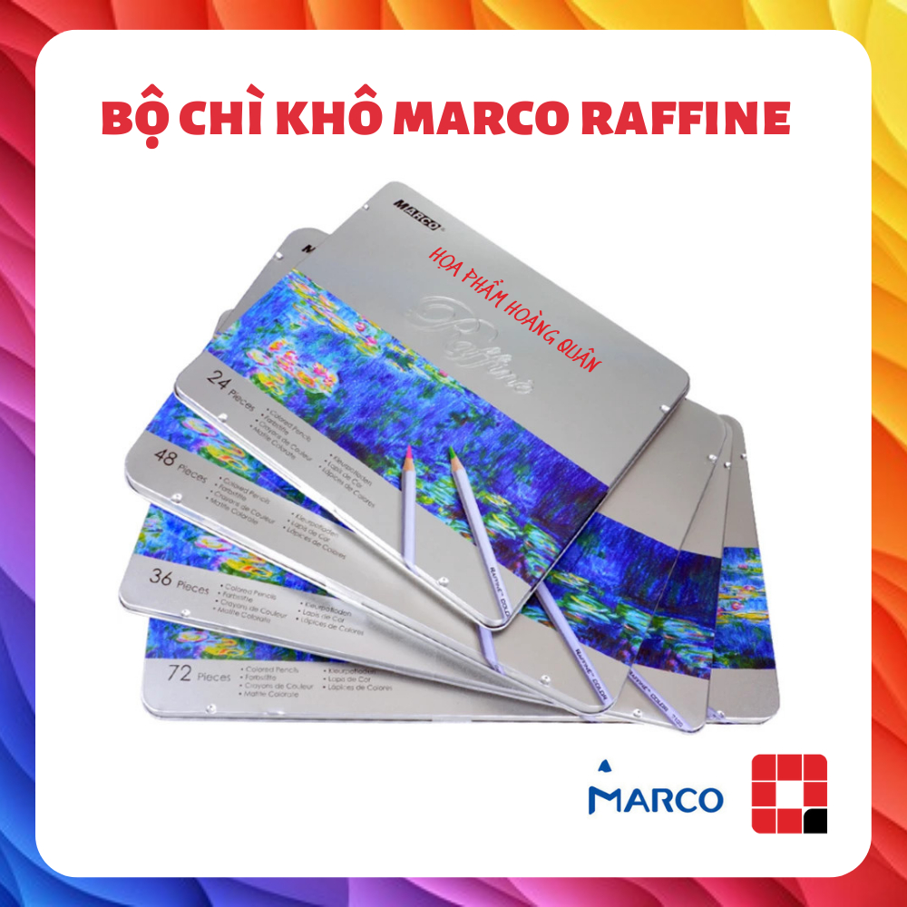 Bút chì màu khô MARCO RAFFINE - Set 12/24/36/48/72 màu - hộp thiếc ...
