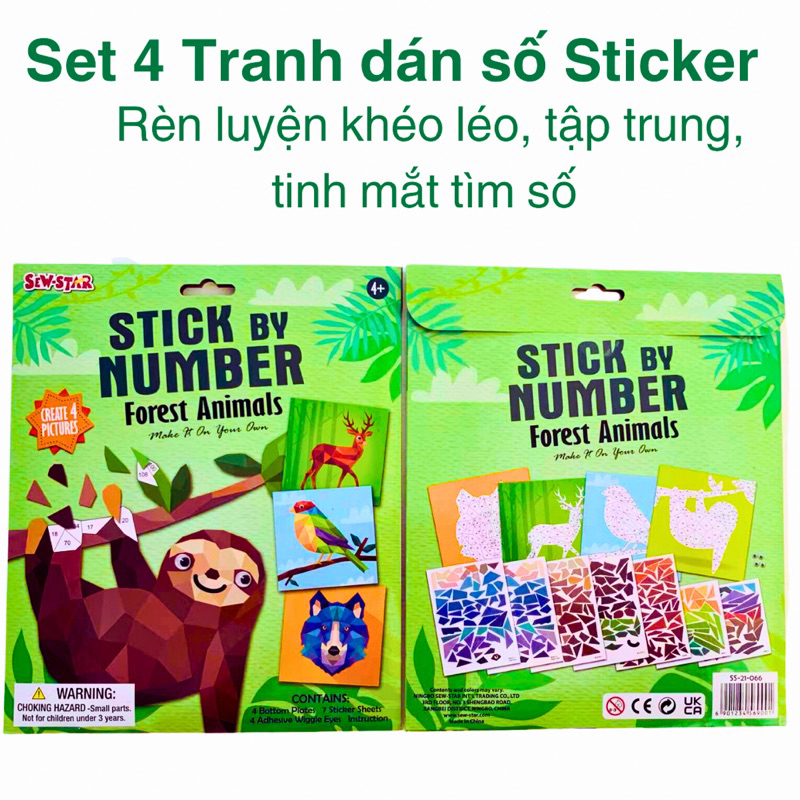 Tranh Dán Số Sticker By Number Hopkids - Tranh Số Hóa Động Vật Rừng ...