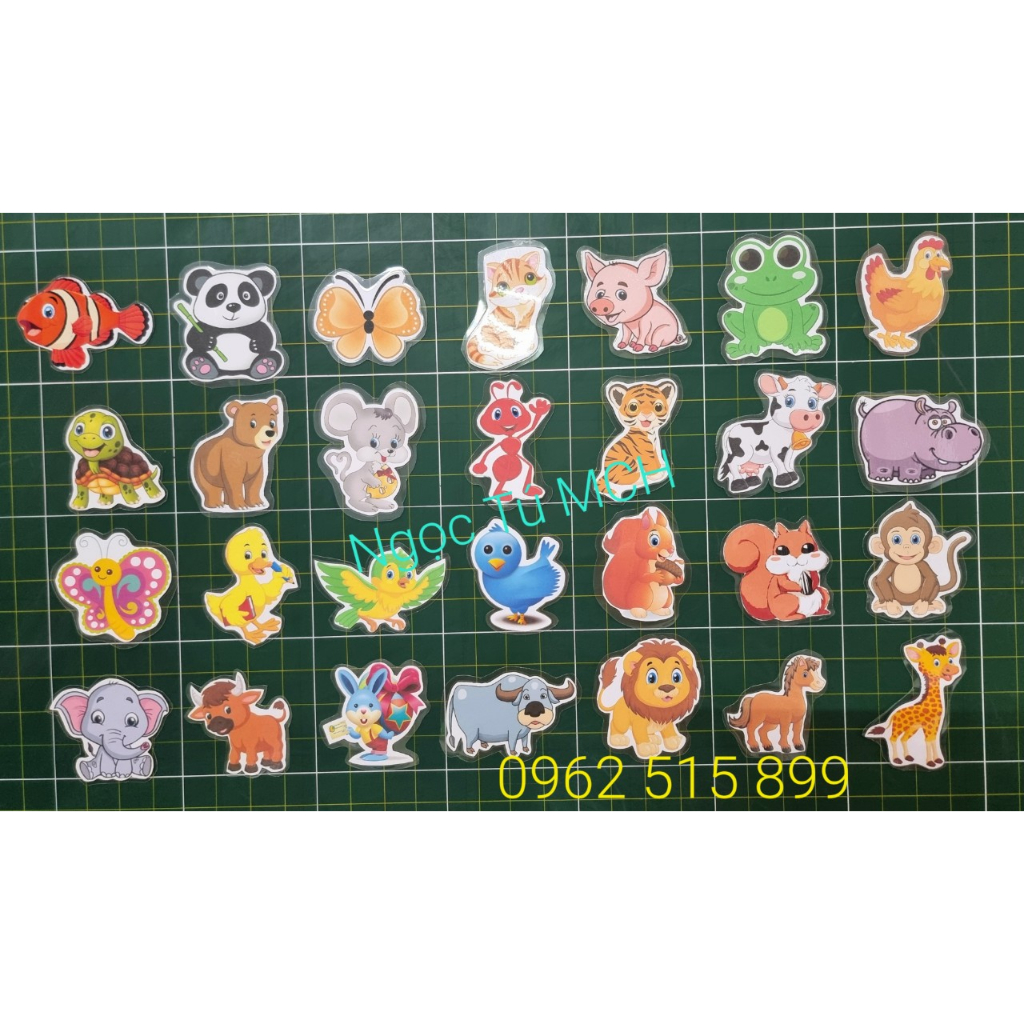 Sét Hình minh họa con vật, đồ vật, hoa quả KT: 6-7cm. | Shopee Việt Nam