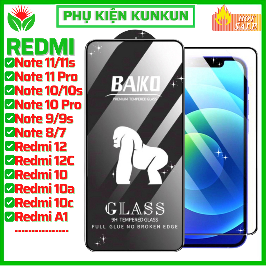 Cường lực Baiko Redmi Note 11 Pro Note 10 Pro Note 9s Redmi 15 K30 5G K40 K50 Gaming 13C 10C 10A ...