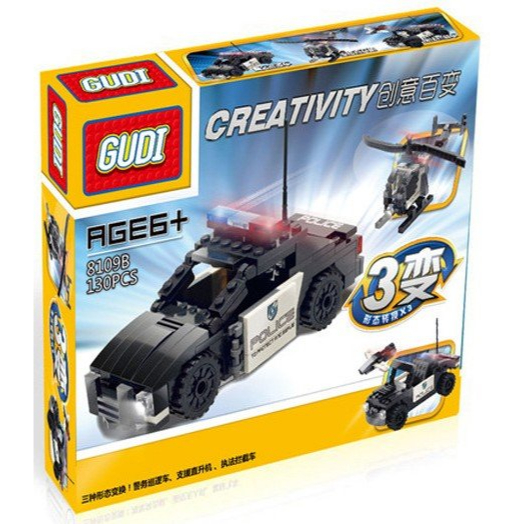 Đồ Chơi Xếp Hình Gudi 8109B Lắp Ráp Kiểu LEGO Xe Cảnh Sát biến hình ...