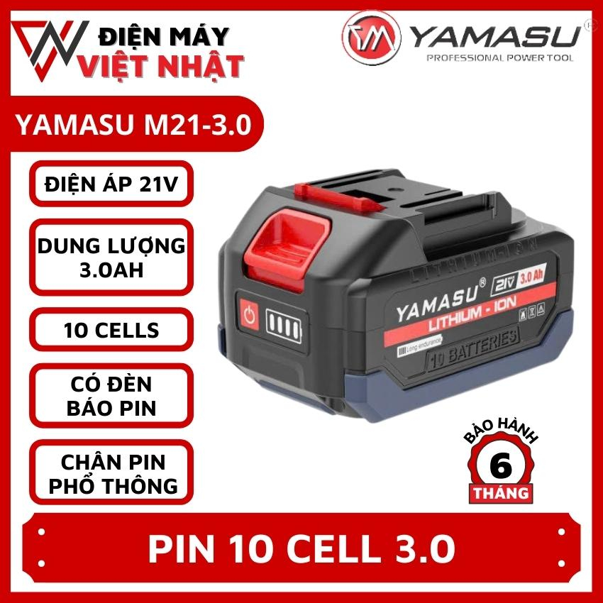 Pin 10 cell 21V Yamasu dung lượng 3.0Ah, chân pin phổ thông, có đèn báo ...