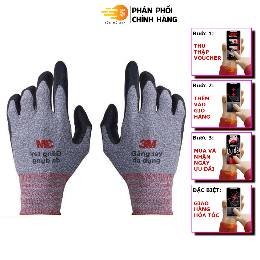 Găng tay đa dụng màu xám 3M GTDD - Size L | Shopee Việt Nam