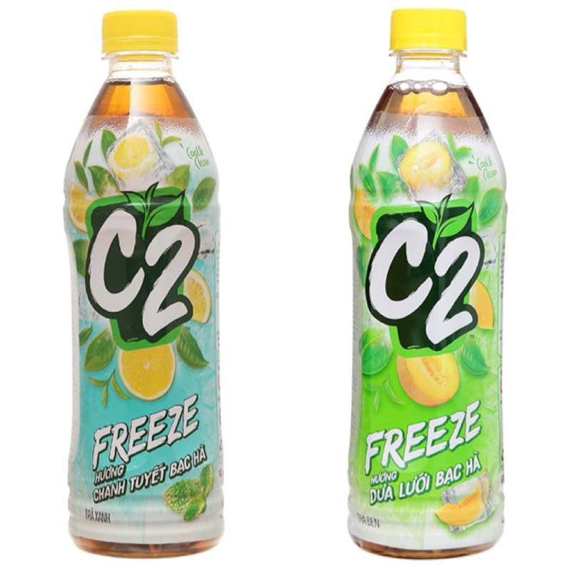 TRÀ C2 FREEZE CHANH TUYẾT BẠC HÀ/ DƯA LƯỚI BẠC HÀ CHAI 455ML | Shopee ...