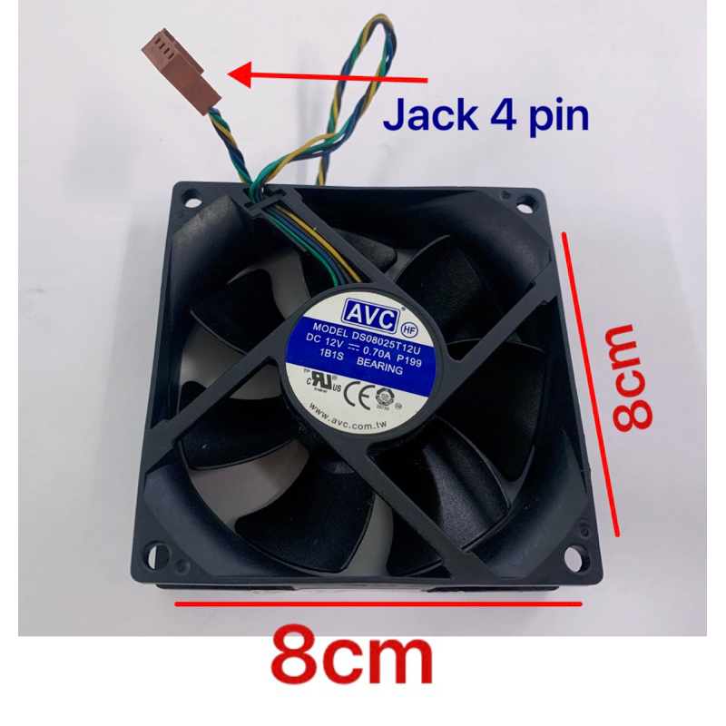 Quạt AVC 8cm jack 4 chân pin,giảm nhiệt CPU,Wifi router, | Shopee Việt Nam