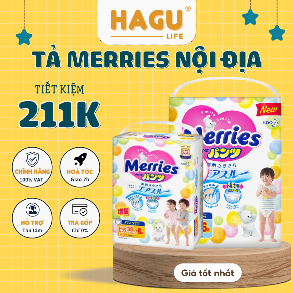 Tã Merries Cộng Miếng Nội Địa Nhật Bỉm Tả Meries Quần Dán Size NB96/S88 ...