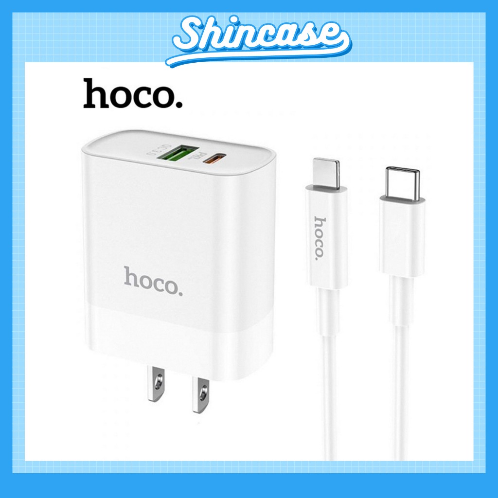Bộ Củ Cốc Sạc Nhanh Hoco C80/C80A PD 20W + QC 3.0 Chính Hãng, Kèm Dây Sạc - 6/6s/7/8/Plus/X/XS ...