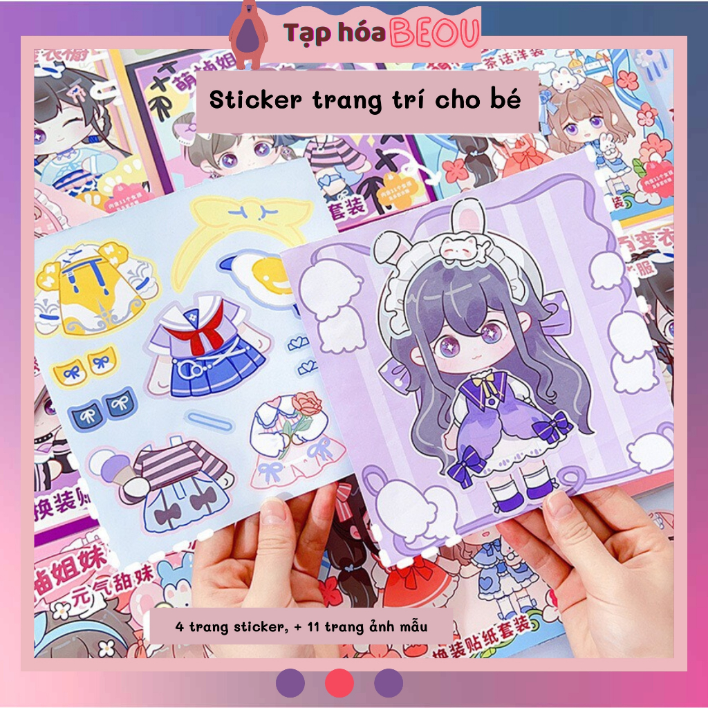 Sticker thay trang phục, sticker thay kiểu tóc dễ thương, nhãn dán cho ...