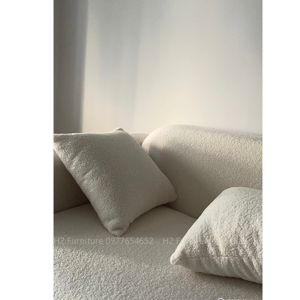 Gối sofa nỉ lông cừu kèm ruột bông gòn - Gối vuông decor sofa kích ...