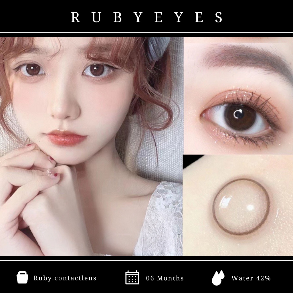 Rubyeyes Kính Áp Tròng Mẫu Nâu Tự Nhiên Brown Blush Silicone Hydrogel