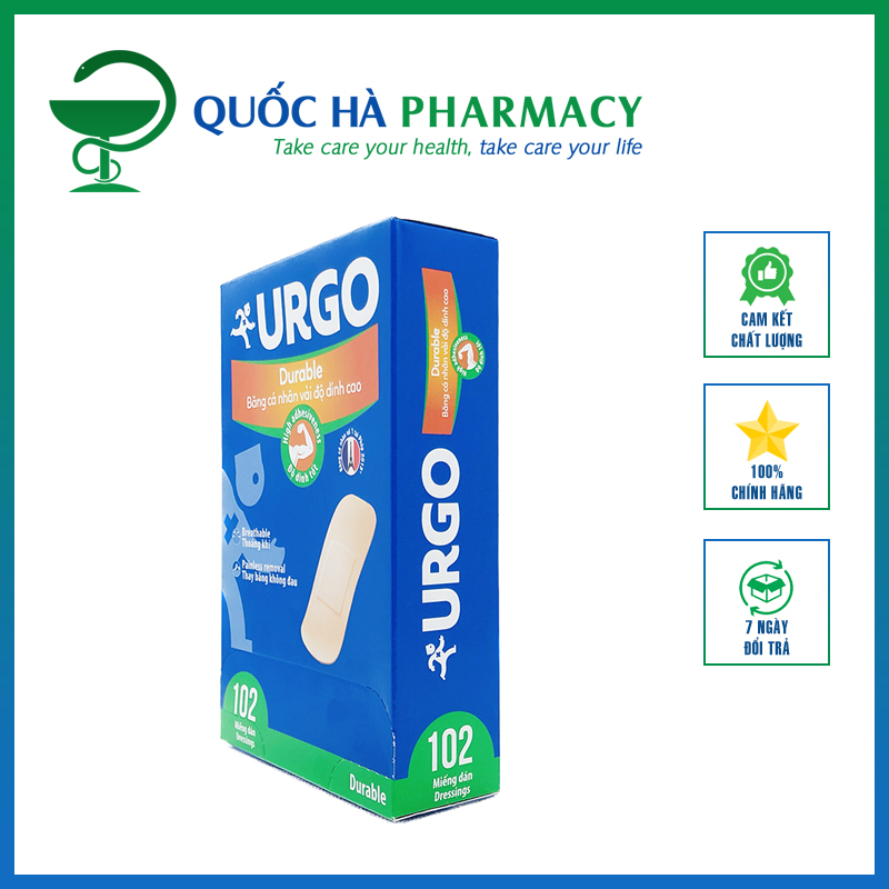 Băng cá nhân vải Urgo Durable (2 x 6cm) hộp 102 miếng - Quốc Hà ...
