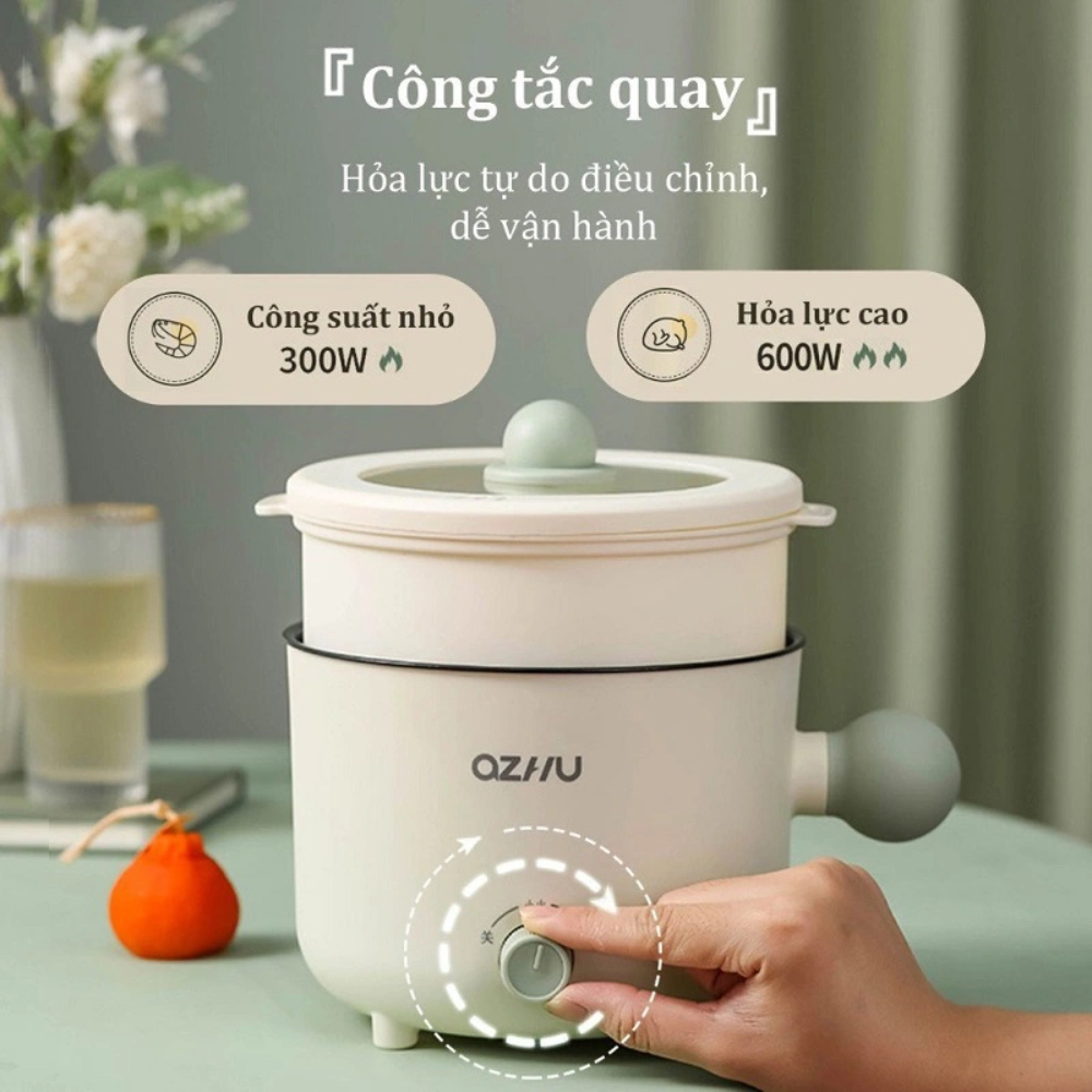 Nồi Lẩu Điện Mini 2 Nấc Nhiệt Chống Dính OZHU 3 Lớp Cách Nhiệt Cao Cấp ...