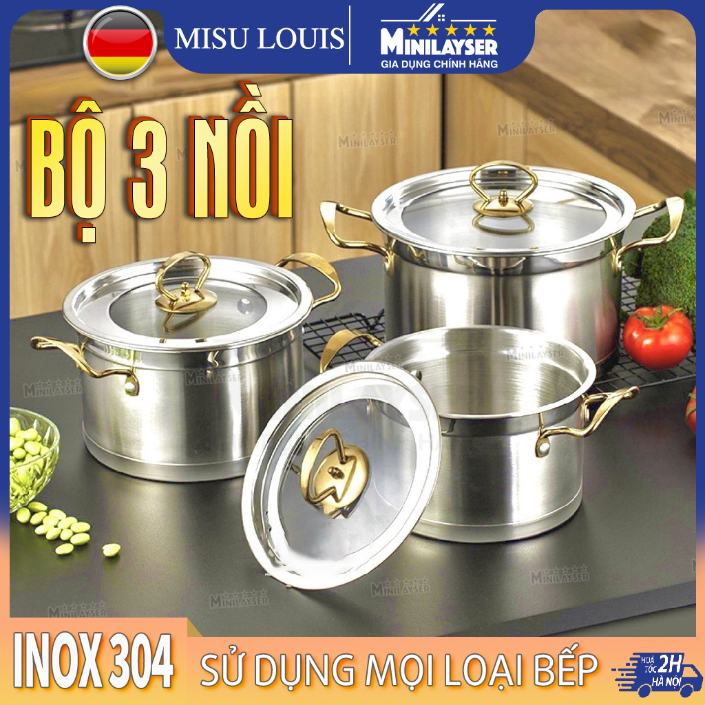 Bộ 3 Nồi MISU LOUIS 👉 Inox 3 Lớp Đáy Từ Cao Cấp, Bảo Hành Lỗi 1 Đổi 1 ...