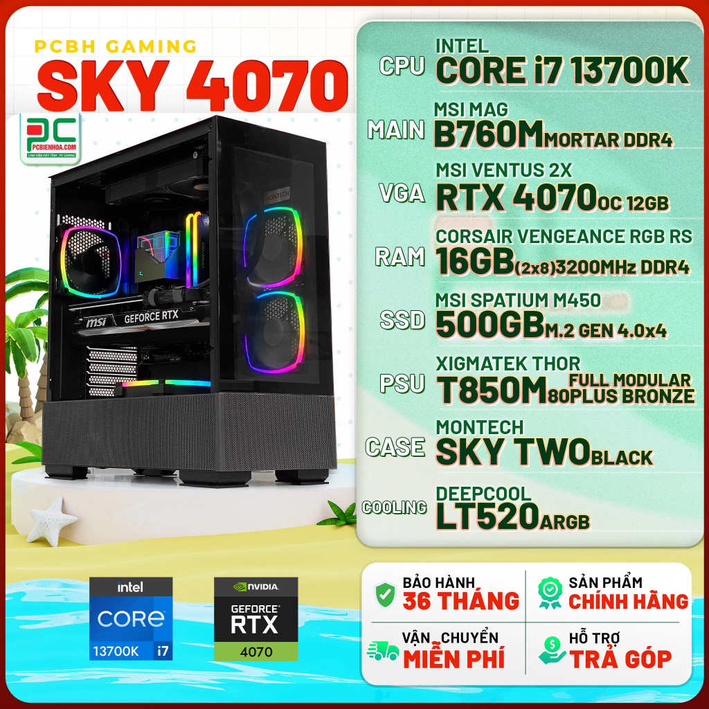 PCBH GAMING SKY 4070 ( CORE I7 13700K / B760M / RTX4070 12GB / 16GB ...