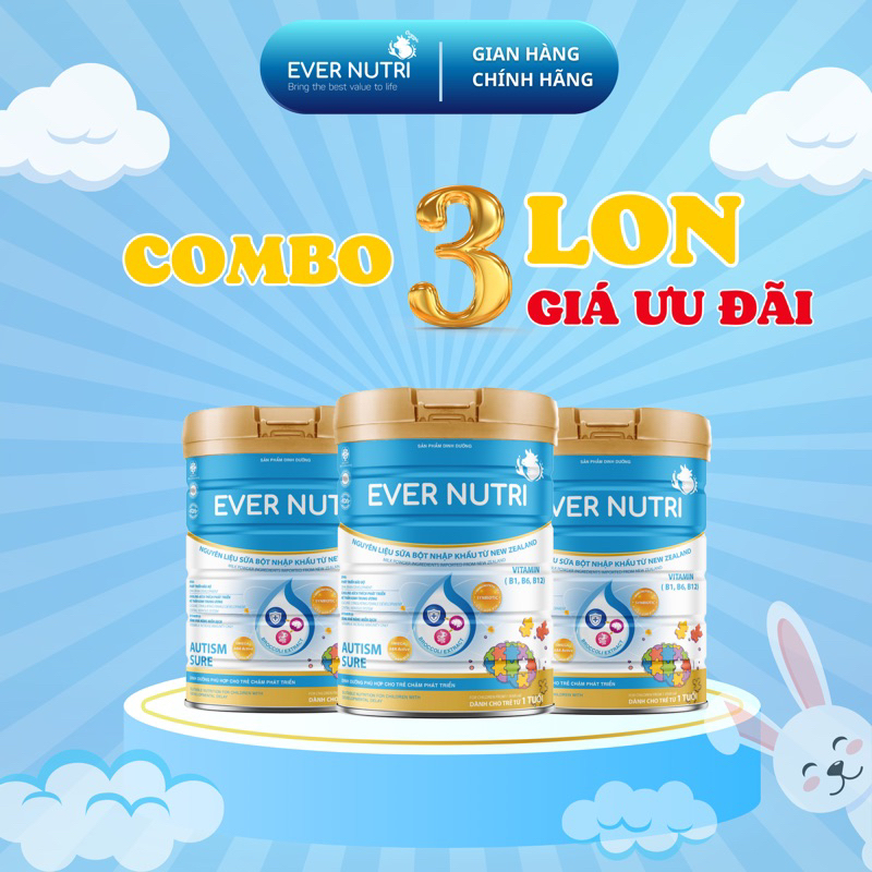 COMBO 3 LON SỮA BỘT EVER NUTRI AUTISM SURE SỮA DINH DƯỠNG CÔNG THỨC - CHO TRẺ TỰ KỶ TĂNG ĐỘNG ...