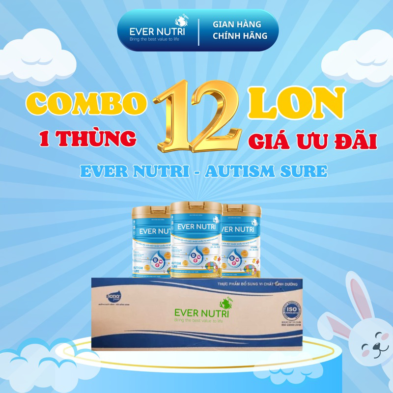1THÙNG 12 LON SỮA BỘT EVER NUTRI AUTISM SURE SỮA DINH DƯỠNG CÔNG THỨC - CHO TRẺ TỰ KỶ TĂNG ĐỘNG ...