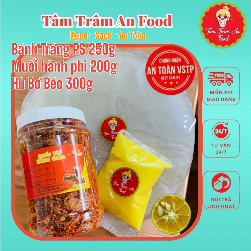 Bánh Tráng phơi sương 250g + 200g muối tôm tép hành giòn + 190g bơ trắng/vàng | Shopee Việt Nam