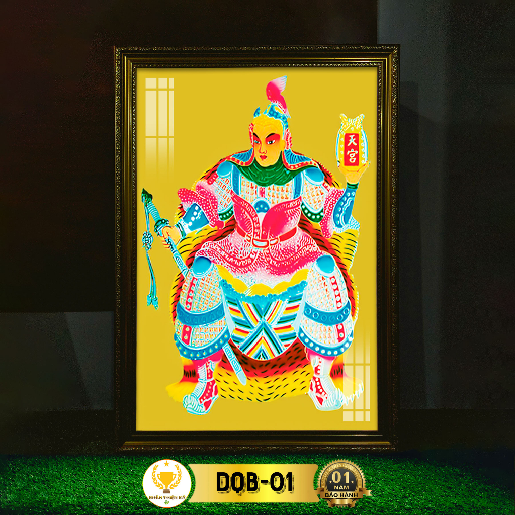 Tranh Thờ Quan Bình Thái Tử Có Đèn CHÂN THIỆN MỸ, Treo Tường Trang Trí Bàn Thờ, Treo Phòng Thờ ...