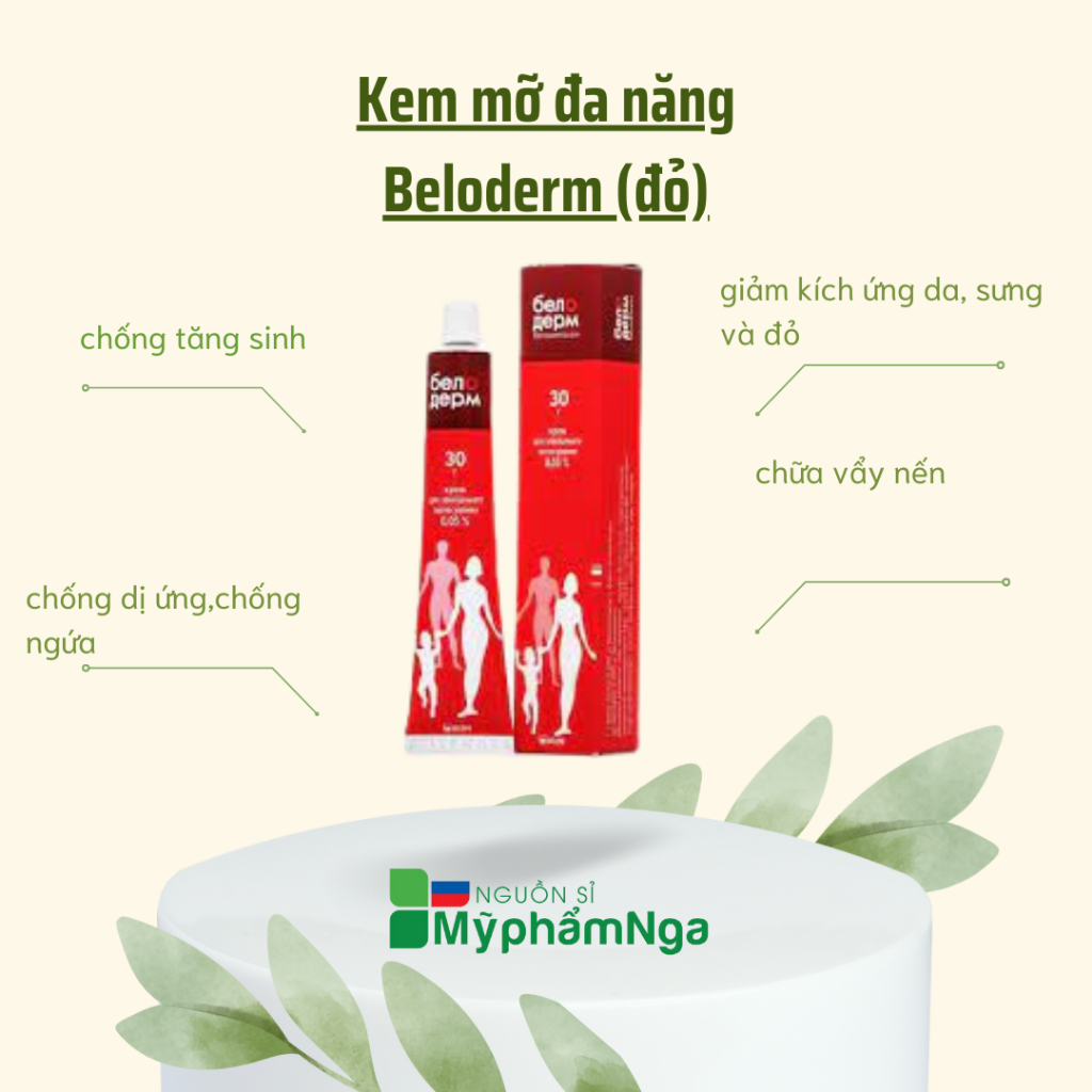 Kem mỡ đa năng Beloderm (đỏ) loại bỏ bong tróc, kích ứng, các triệu ...