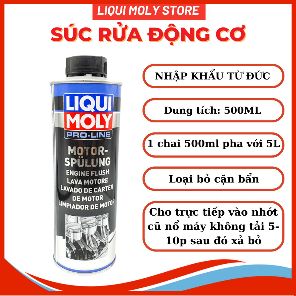 Phụ gia súc rửa động cơ cao cấp cho oto Liqui Moly Pro-Line Engine Flush 2427 500ml-Sản xuất tại ...
