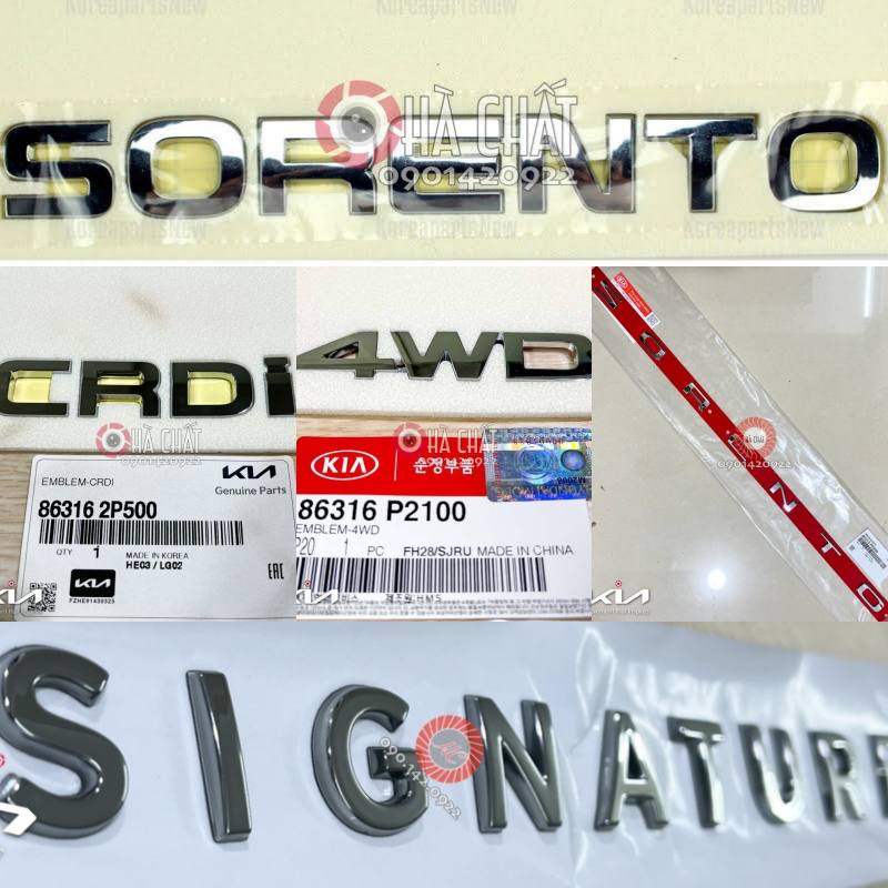 Logo chữ nổi SORENTO, SIGNATURE, CRDi, 4WD, AWD 🚘 nhập khẩu KIA MOTORS ...