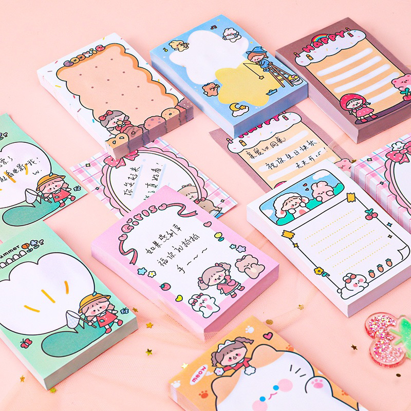 Giấy note cute hoạt hình HCN, giấy ghi chú dễ thương nhỏ gọn nhiều màu ...