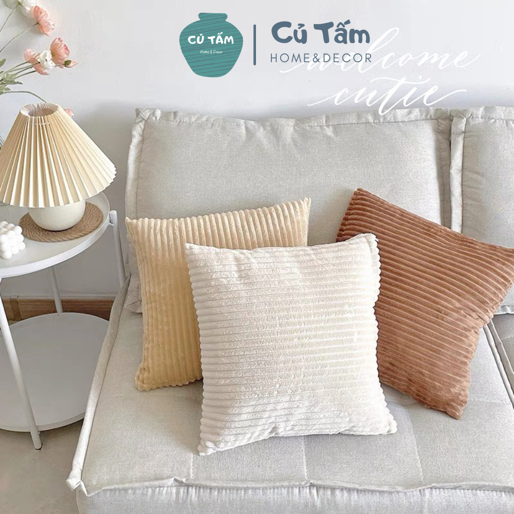 Vỏ gối sofa, bọc gối tựa lưng vải nhung tone trầm phong cách vintage ...