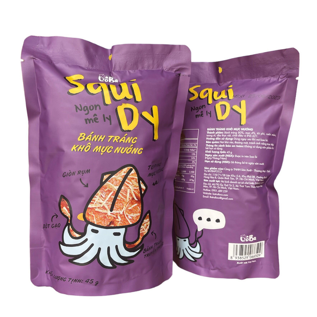 Bánh tráng khô mực nướng SquiDy Cô Ba 45g ăn vặt văn phòng, học sinh, mồi nhậu ngon, rẻ, ăn ...