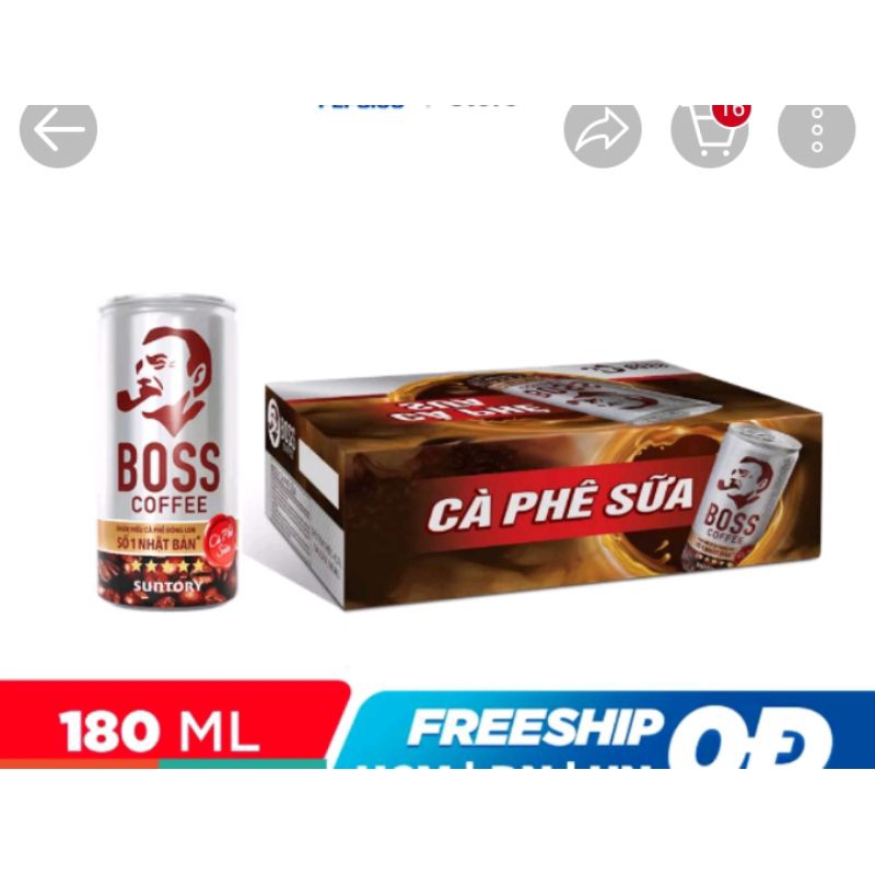 Cà phê sữa boss lon 180ml( lốc 6lon) | Shopee Việt Nam
