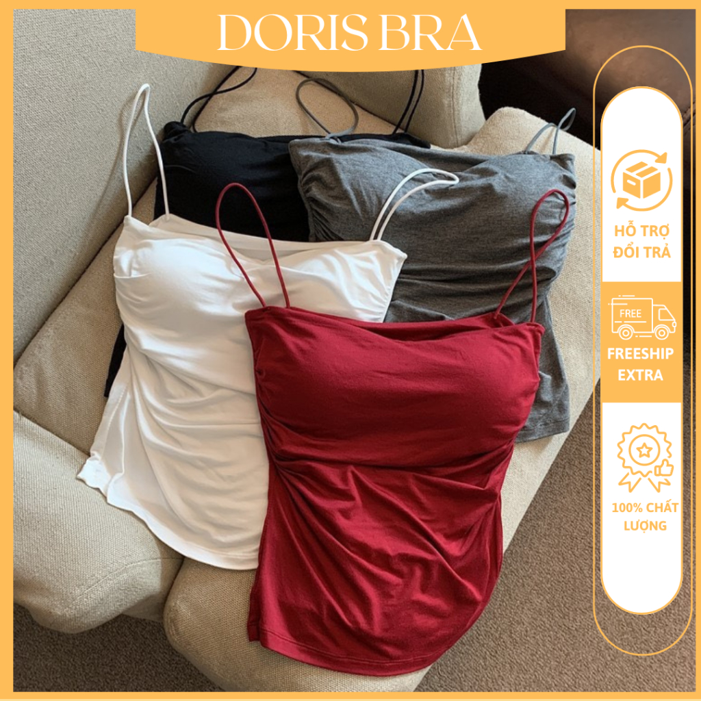 Áo Doris, áo bra 2 dây Br3030 dây mảnh, kèm đệm mút, nhúm eo thời trang ...