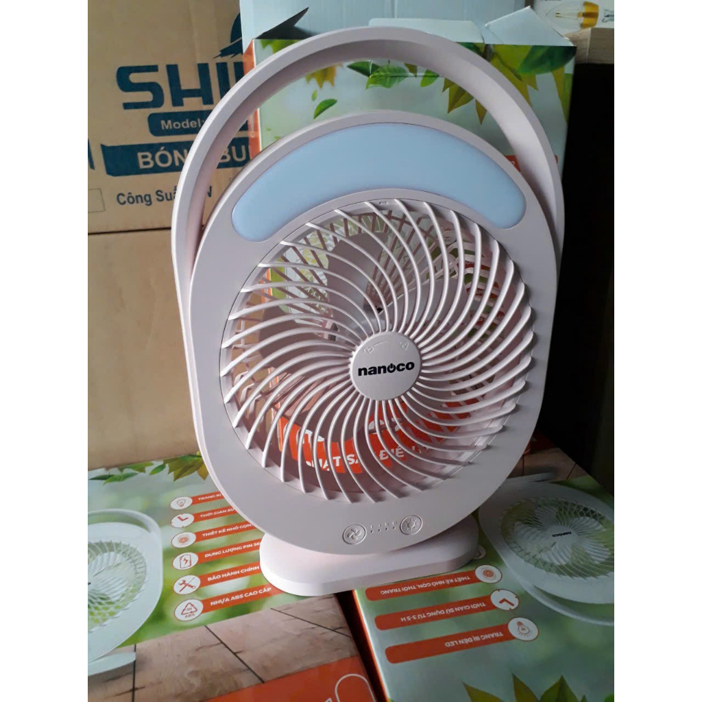 Quạt sạc điện đèn LED Nanoco | Shopee Việt Nam