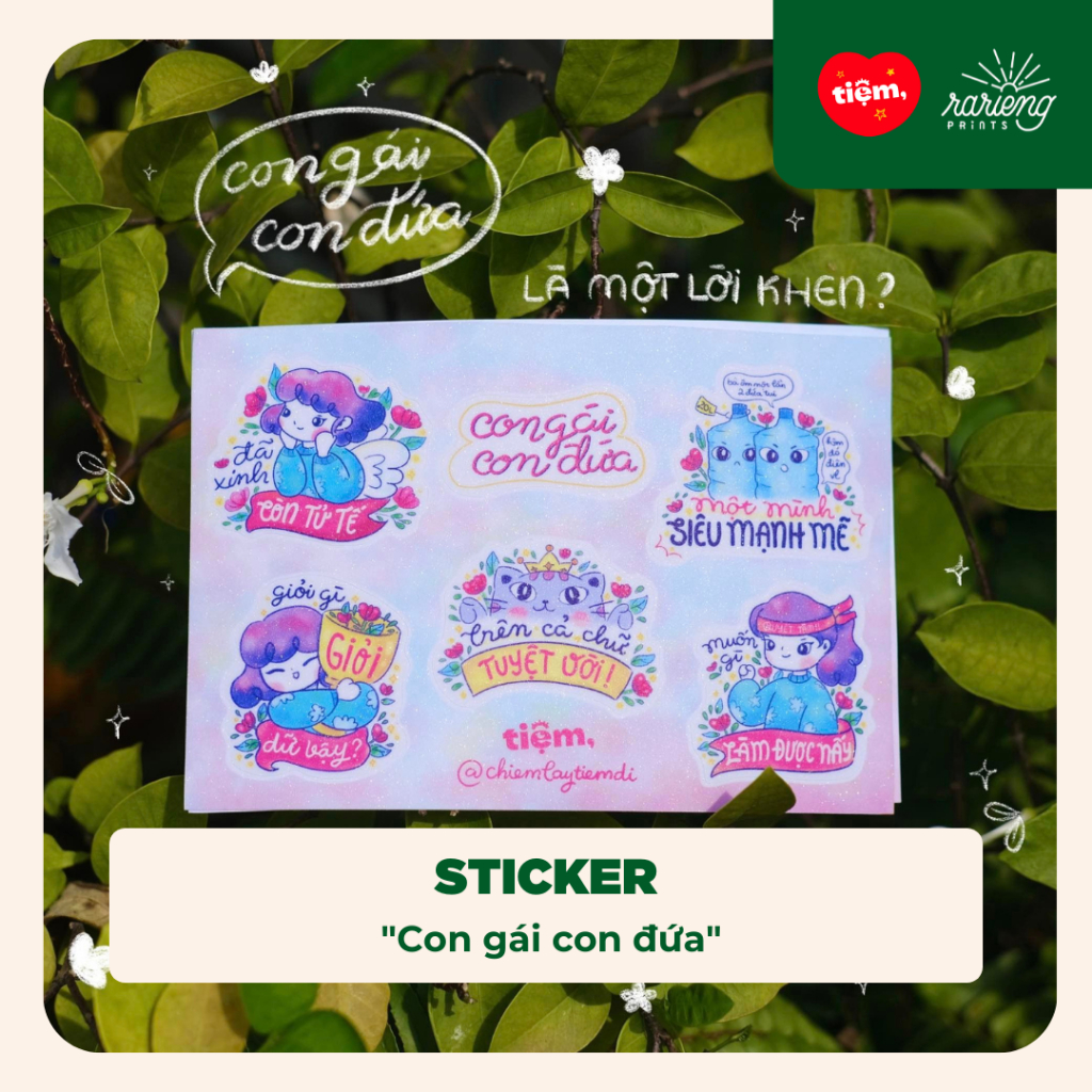 [ tiệm, ] Sticker "con gái con đứa" | Shopee Việt Nam