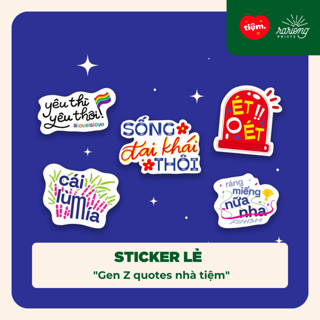 [Tiệm,] Sticker lẻ - Gen Z quotes nhà tiệm | Shopee Việt Nam