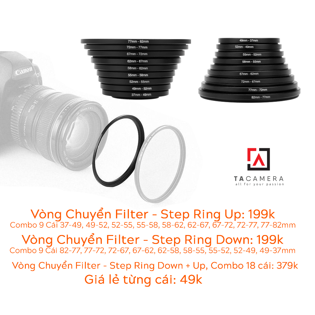 Bộ 18 Vòng Chuyển Filter - Step Ring Up - Step Ring Down | Shopee Việt Nam