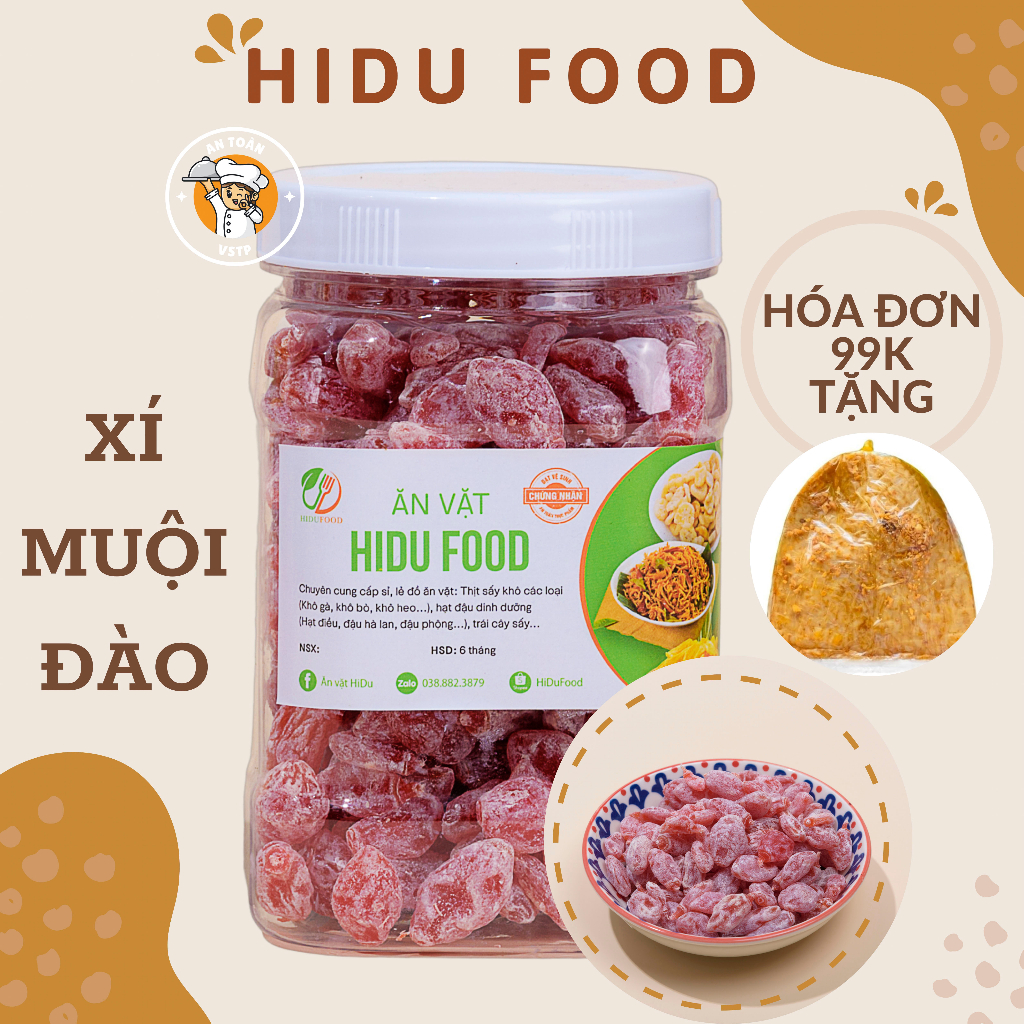 Xí muội ô mai HIDU FOOD, xí muội đào hồng chua ngọt không hạt đồ ăn vặt ...