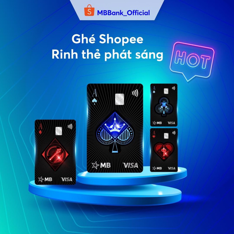 [ MB card Visa ] Thẻ MB Led Phát sáng tứ quý Át Rô - Cơ - Bích - Tép ...