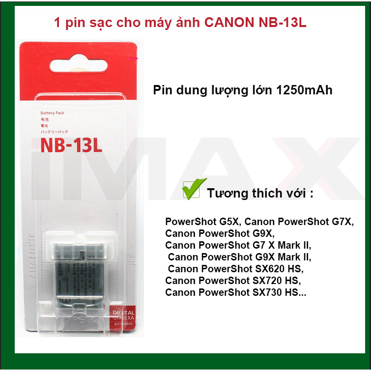 PIN SẠC MÁY ẢNH THAY THẾ CHO PIN CANON NB-13L | Shopee Việt Nam