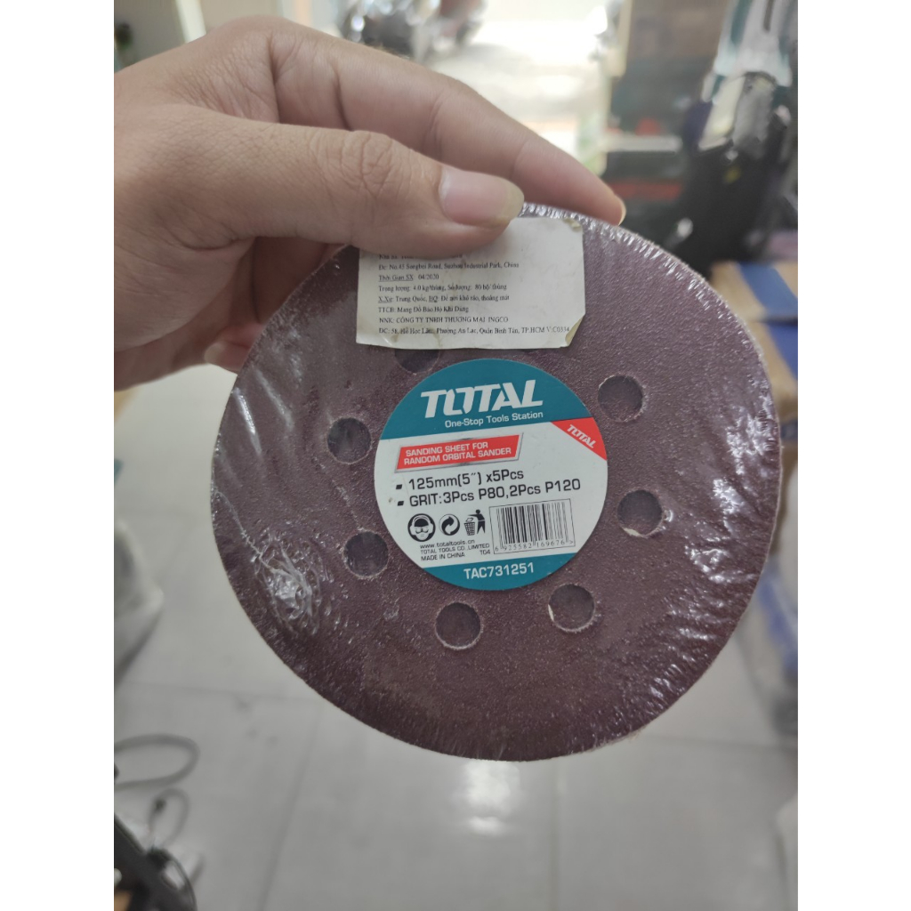Giấy nhám tròn 125mm TOTAL / TAC731251 / Đường kính 125mm - gồm 3 cái ...