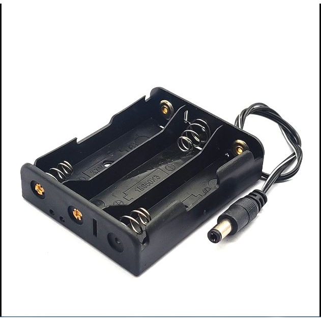 Đế pin 12v -3 cell 18650 nối tiếp có jack cắm DC cho wifi, đai massage ...