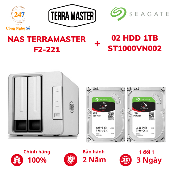 Combo Thiết bị lưu trữ mạng NAS TERRAMASTER F2-221 và Ổ cứng HDD ...