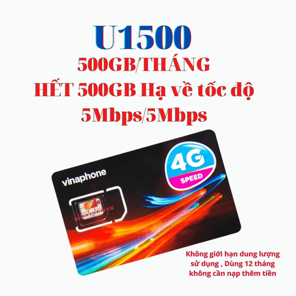 SIM U1500 500G/THÁNG MIỄN PHÍ 12T KHÔNG CẦN NẠP THÊM TIỀN | Shopee Việt Nam