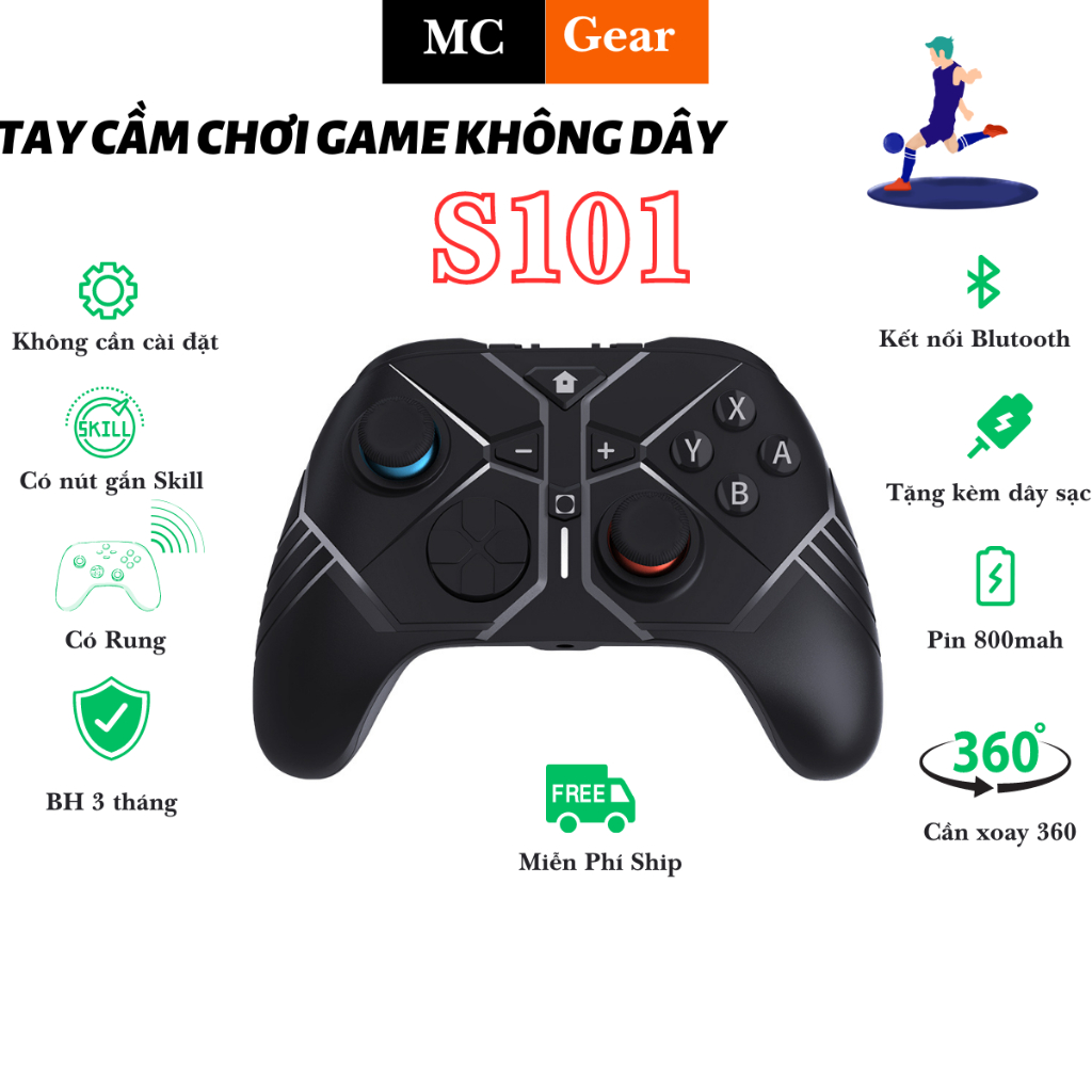 Tay Cầm Chơi Game không dây blutooth chơi fifa online 4 TS101 cần ...