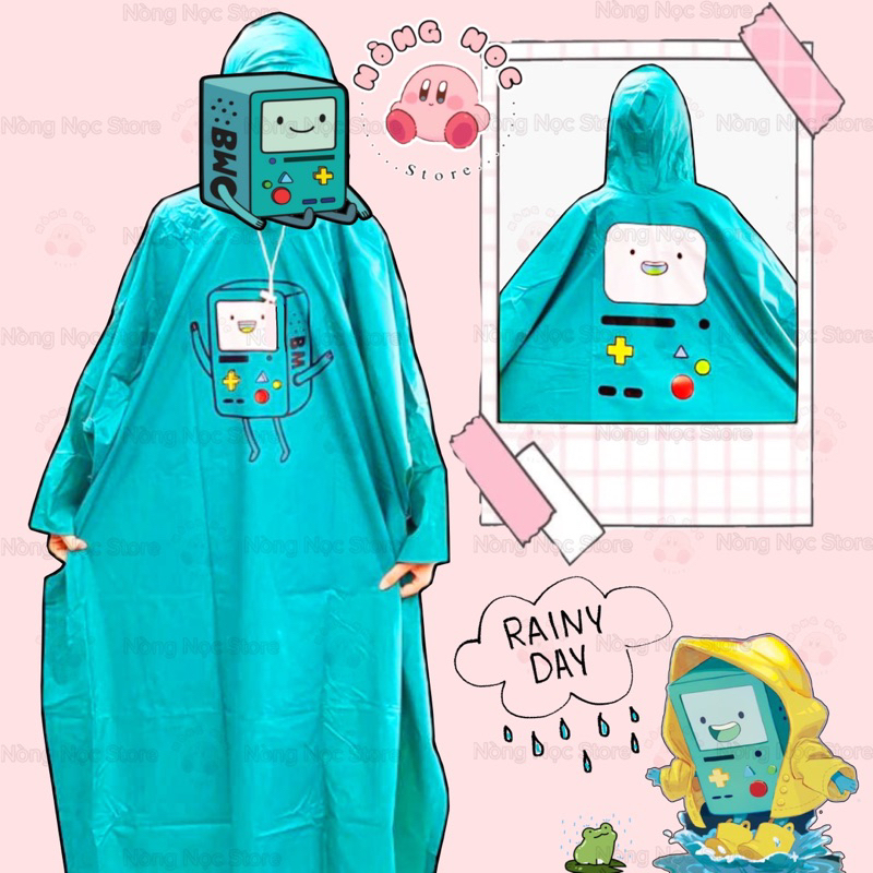 Áo Mưa BMO Adventure Time Hoạt Hình Dễ Thương Cánh Dơi Màu Xanh Phong ...