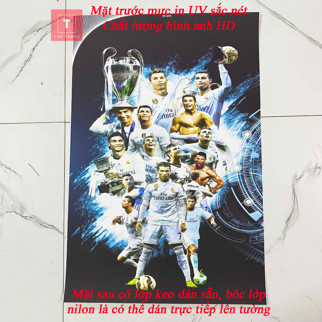 (KHỔ TO 60x90) Ronaldo CR7 decal, poster dán tường chống thấm (ảnh HD ...