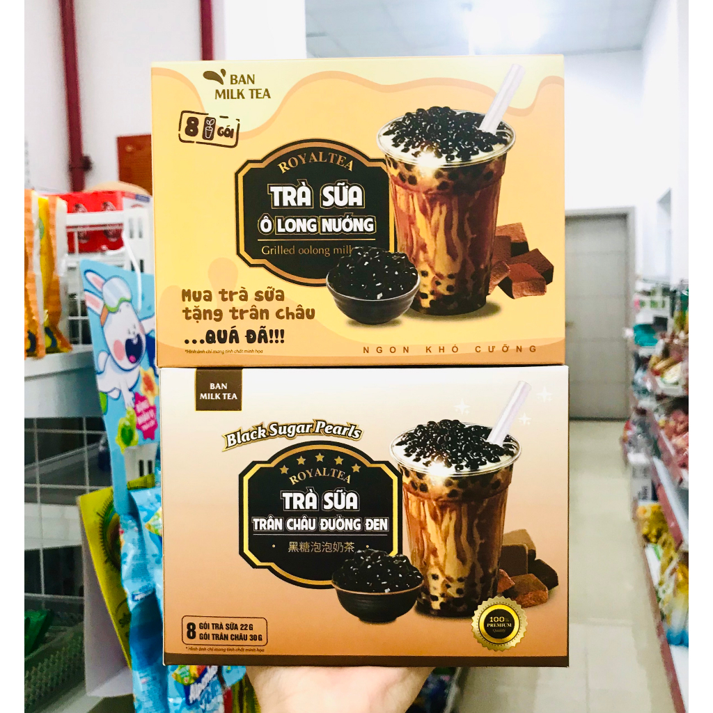 Trà sữa Royal Tea trân châu đường đen / Ô long nướng hộp 8 gói | Shopee ...