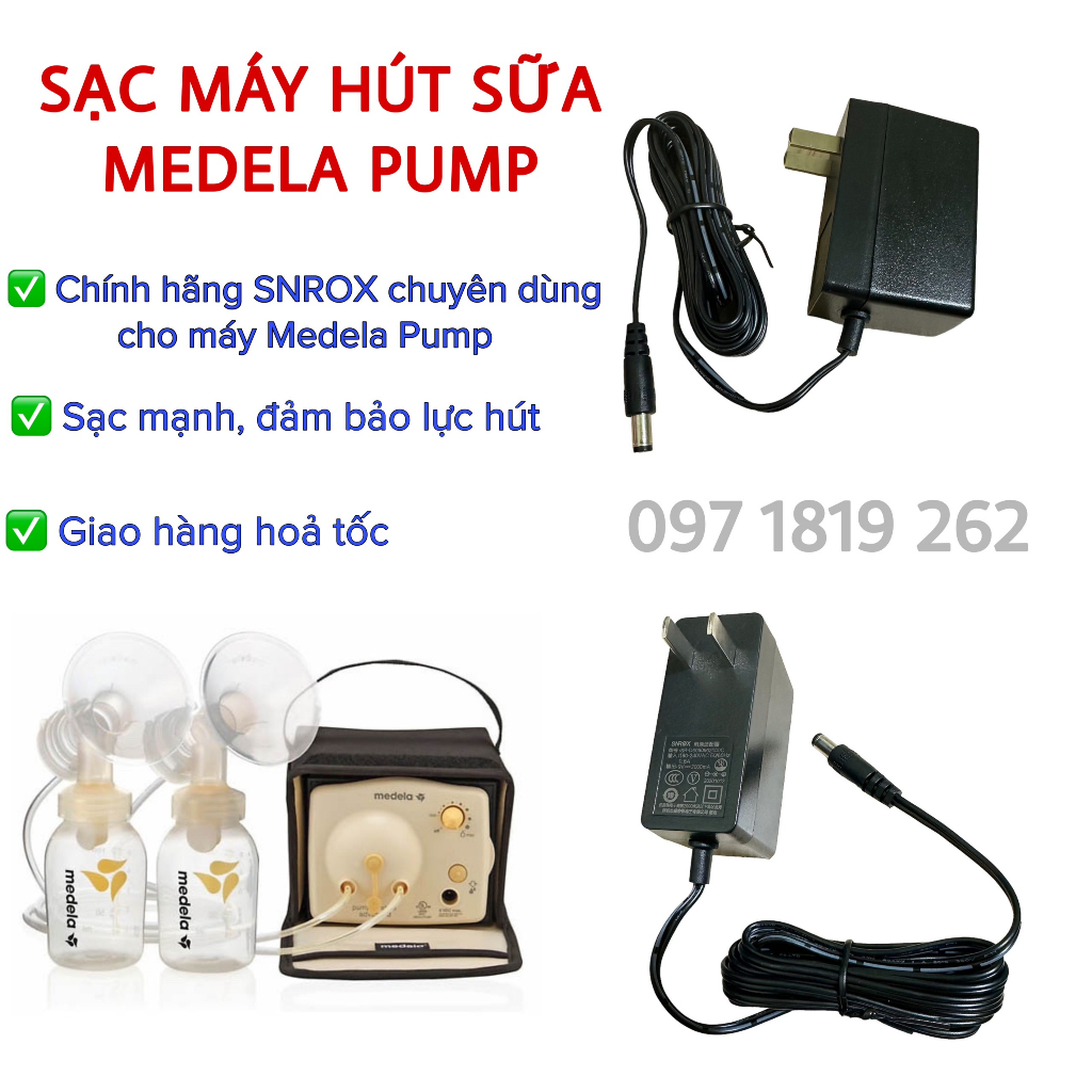 Sạc chính hãng SNROX cho Máy Hút Sữa Medela Pump ,Adapter Dùng Nguồn Điện 220V Chuẩn Đầu Ra 9V2A ...